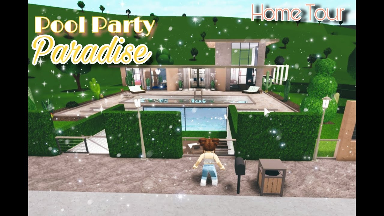 ROBLOX - BLOXBURG ][ *HOME TOUR* ][ Pool Party Paradise ] - YouTube