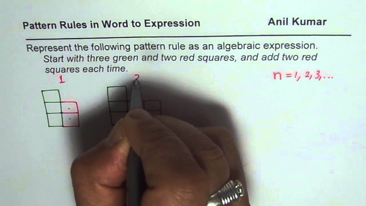 Write Algebraic Expression For Pattern Rule In Words YouTube