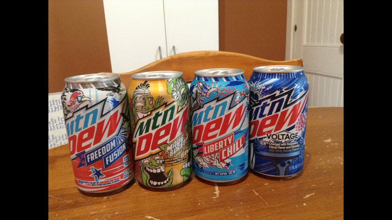 Trying 4 Different Mountain Dew Flavors Tasting and Ranking - YouTube