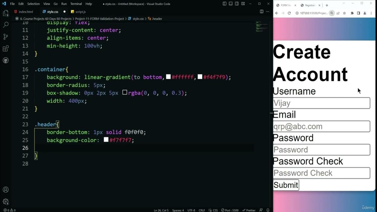 Form Validation in HTML & JavaScript - YouTube