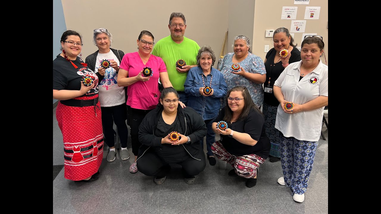 Lumbee Cultural Workshop Participants Complete Pinecone Patchwork Ornament - YouTube