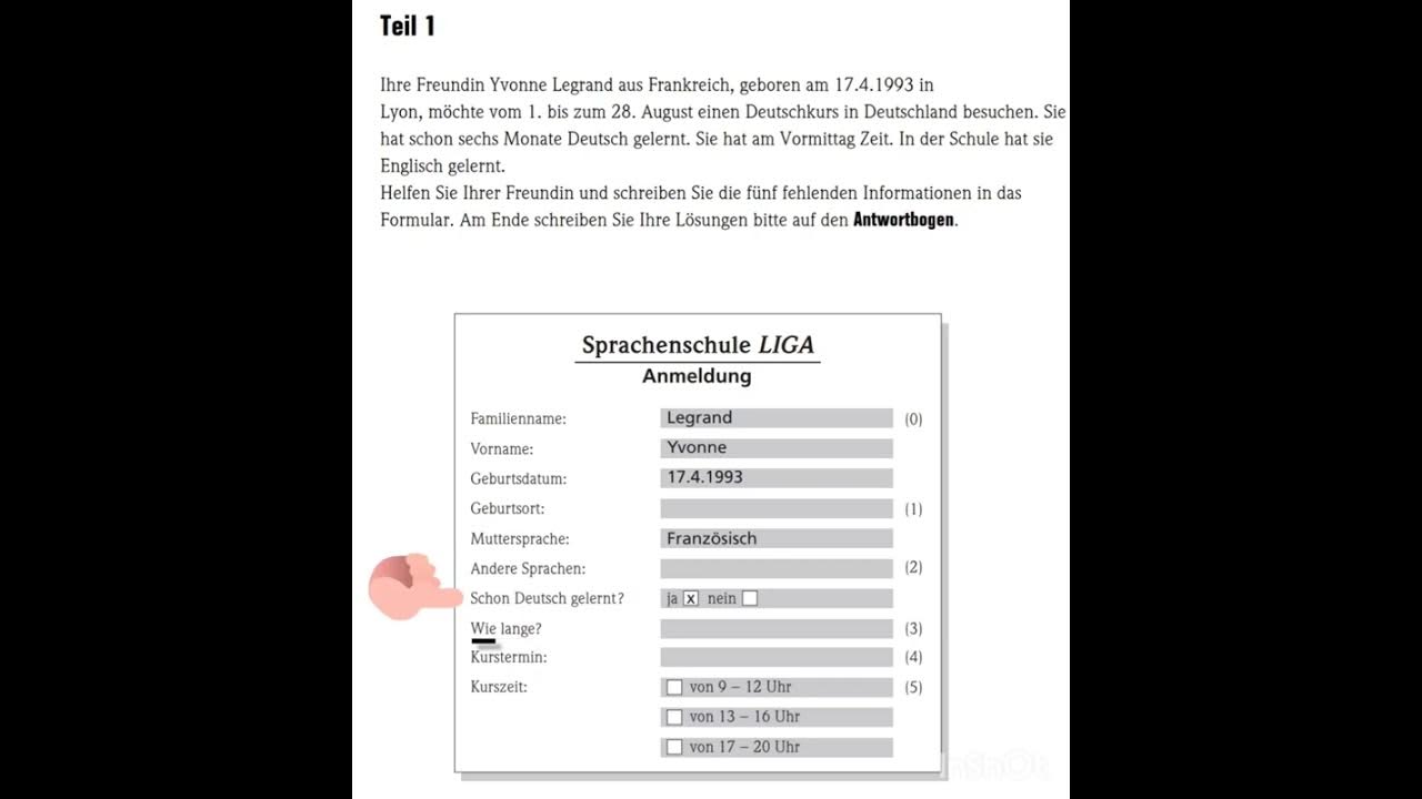 A1 Schreiben teil 1 mit lösungen let's do together how to fill form in german. #beginners # ...