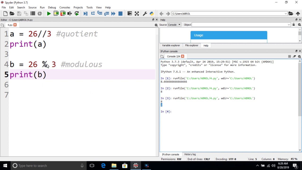 Find Quotient And Remainder Of Two Numbers In Python Python Tutorial