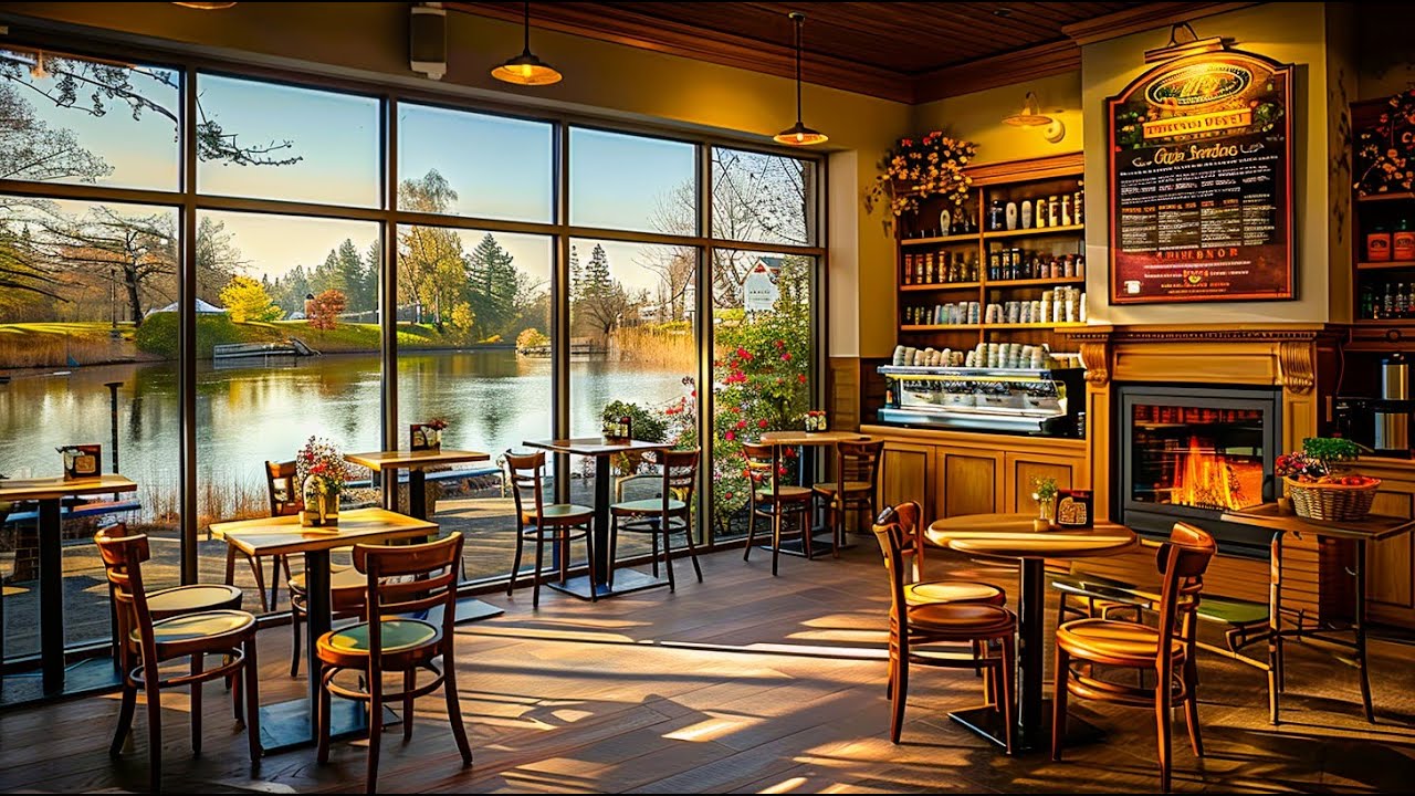 Gentle Sunny Morning at Spring Coffee Shop Ambience with Smooth Piano 🎹 ...