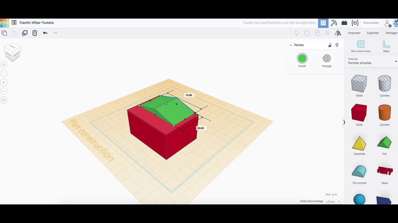 Tuto Tinkercad 02 - Utiliser le plan de construction, aligner et ...