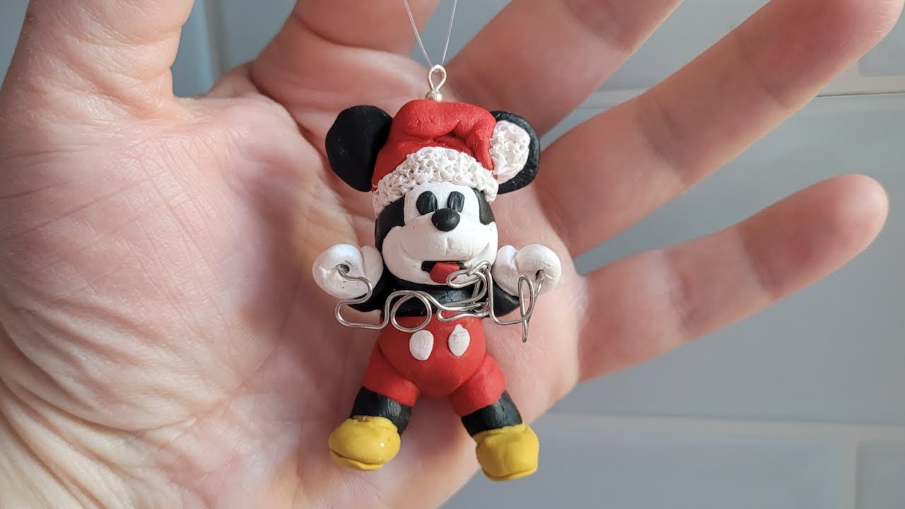 MICKEY MOUSE handmade Ornament for Christmas using Polymer Clay - YouTube