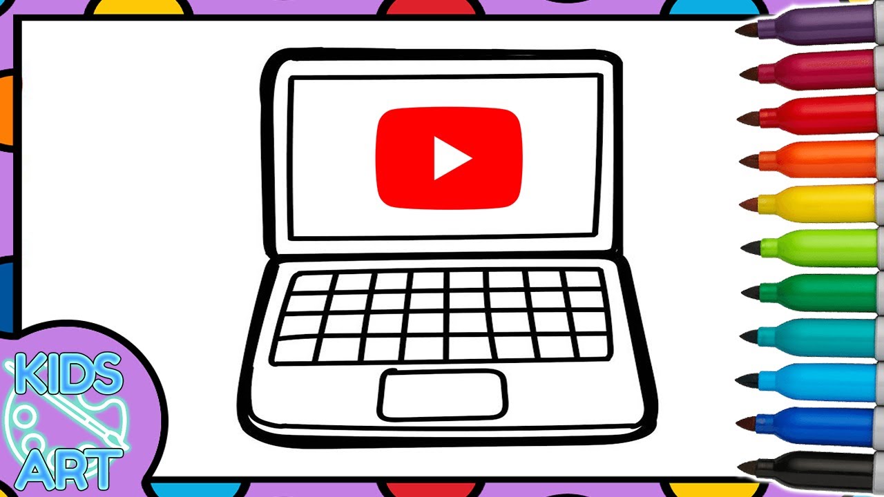 💻 How to Draw a Computer / Рисование компьютера для детей / bolalar ...