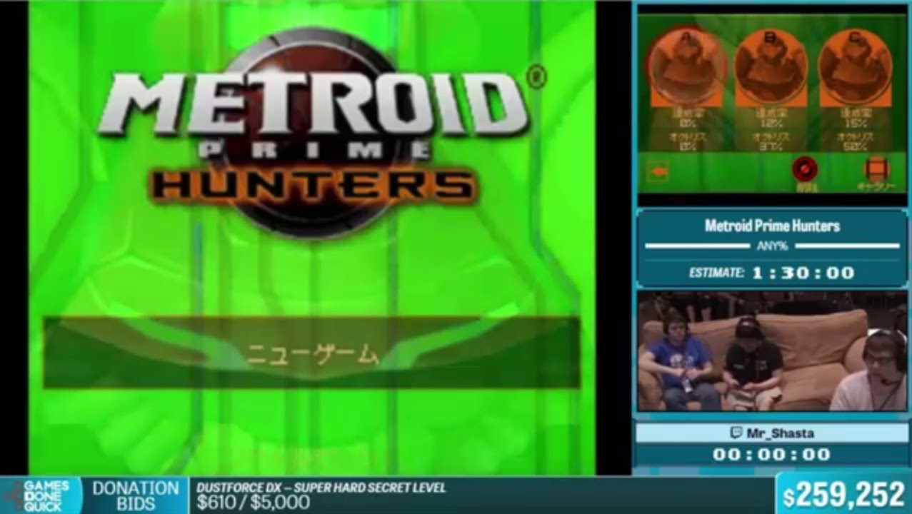 SGDQ 2015 - Mr_Shasta Metroid Prime Hunters Highlights - YouTube