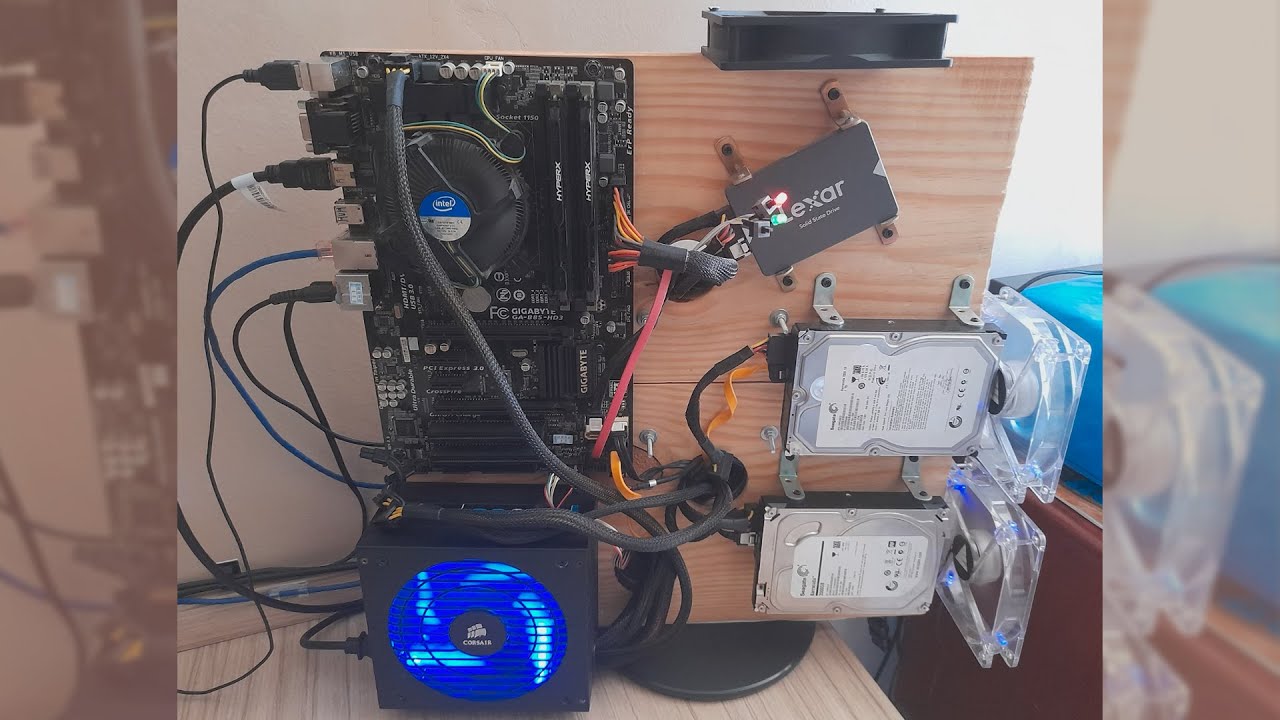 Fiz um GABINETE de MADEIRA todo Aberto onde montei um PC! Minimalista e ...