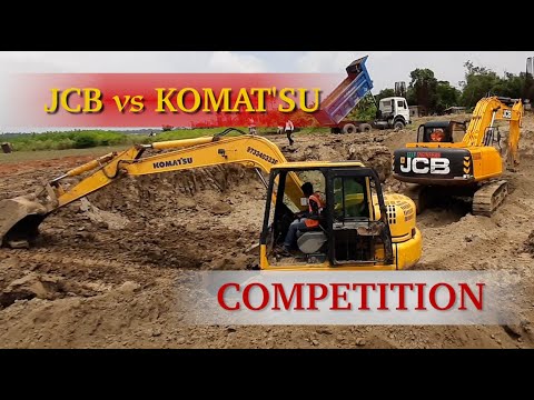 JCB vs KOMAT'SU || JCB COMPETITION || JCB RUN FULL POWER || MOVING ...