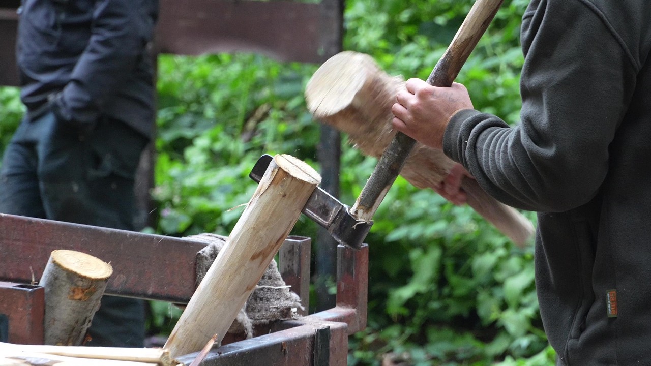 Making Chestnut Pales for Fencing - YouTube