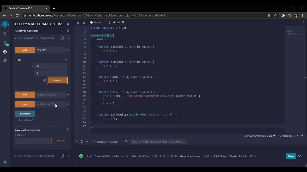 Decentralized Calculator | DApp | Remix - Ethereum IDE | SOLIDITY - YouTube