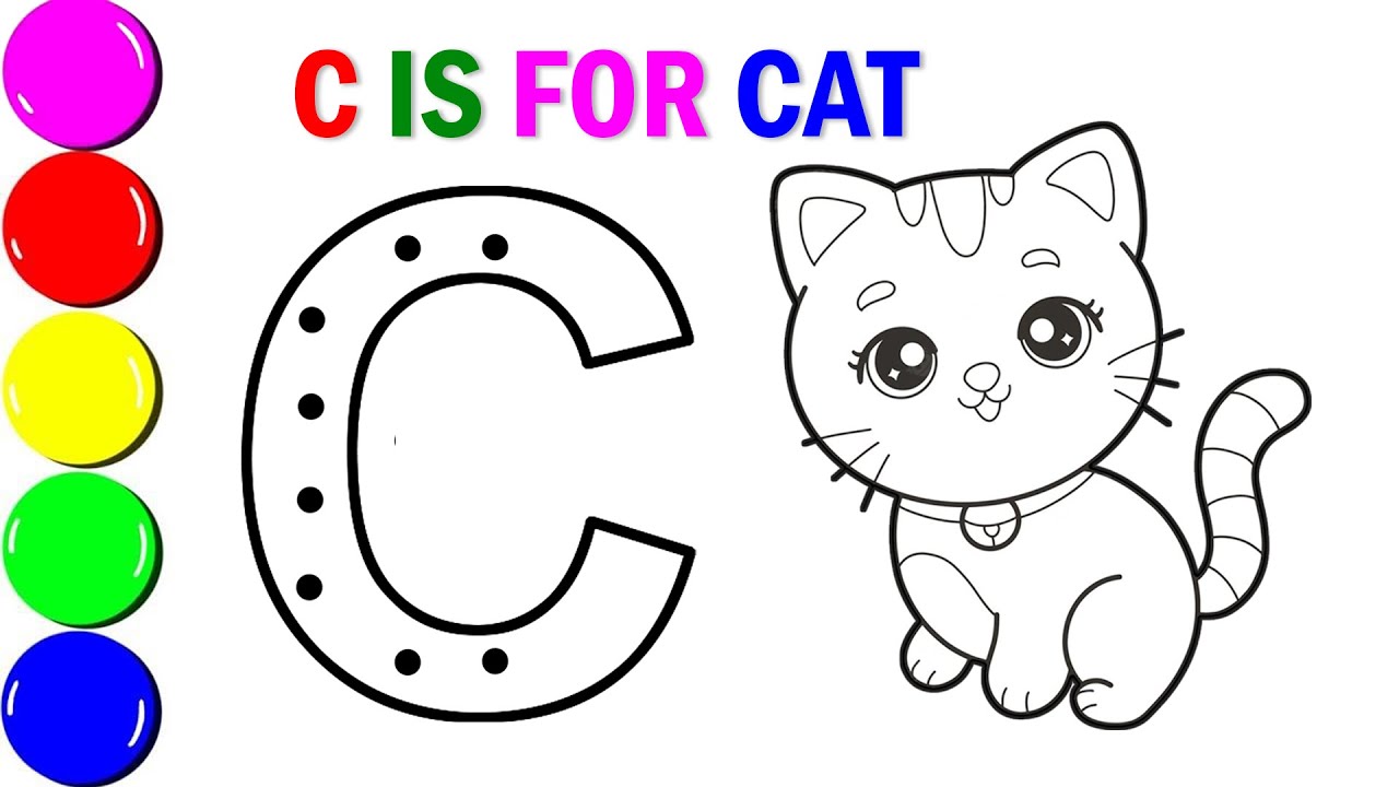 C is For Cat Drawing, Painting & Coloring for Kids and Toddlers | Paint ...