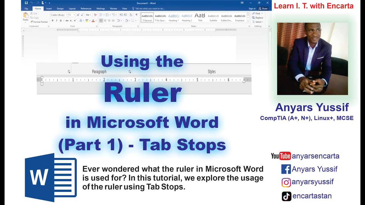 Using the Microsoft Word Ruler - Tab Stops - YouTube