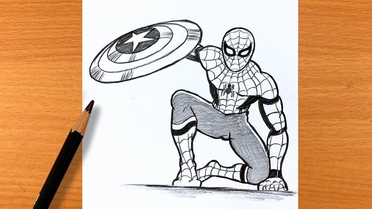 How to draw Spider-Man Iconic Pose | Spiderman drawing step by step ...