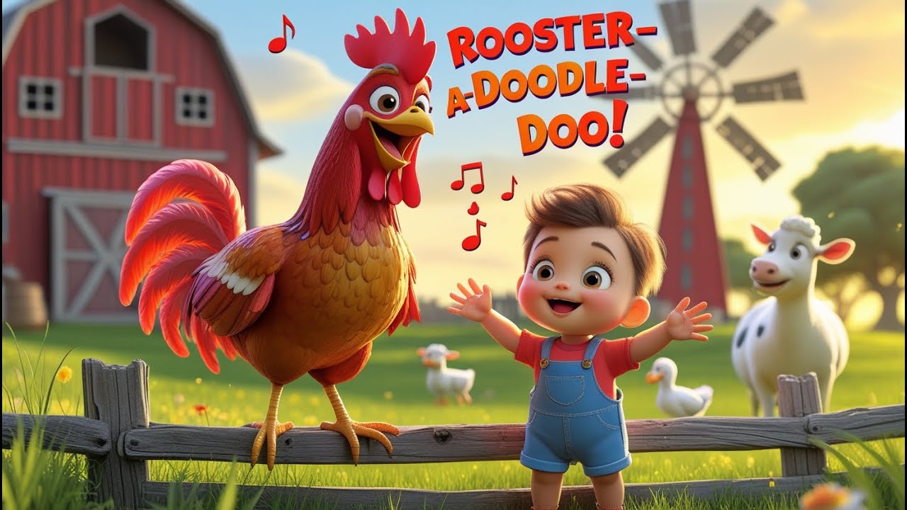 Rooster Learning Song | Cock-a-Doodle-Doo Nursery Rhyme for Kids | Fun ...