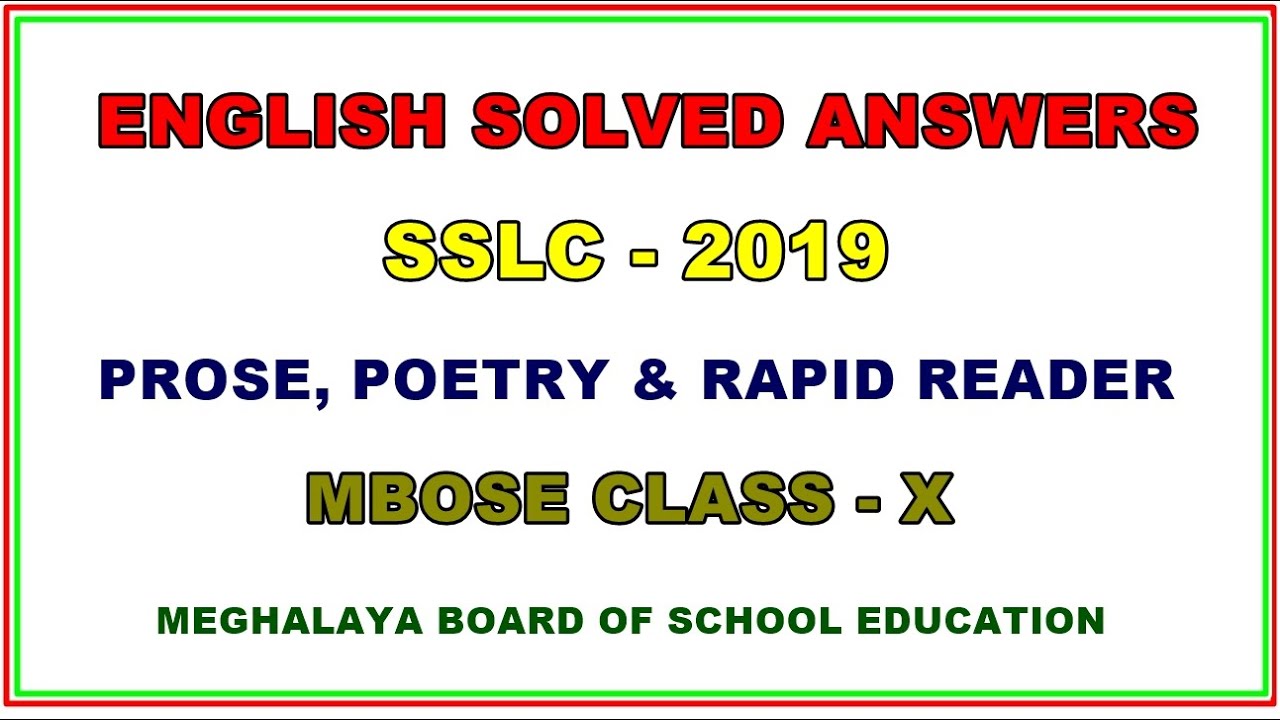 MBOSE Class-10 Solved English Question Paper-2019 || SSLC || MBOSE ...