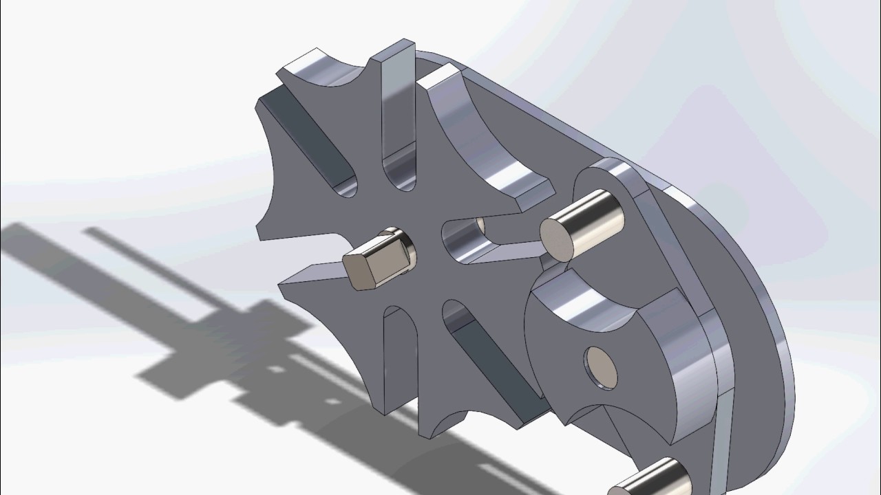 Geneva mechanism with 2 pins - YouTube