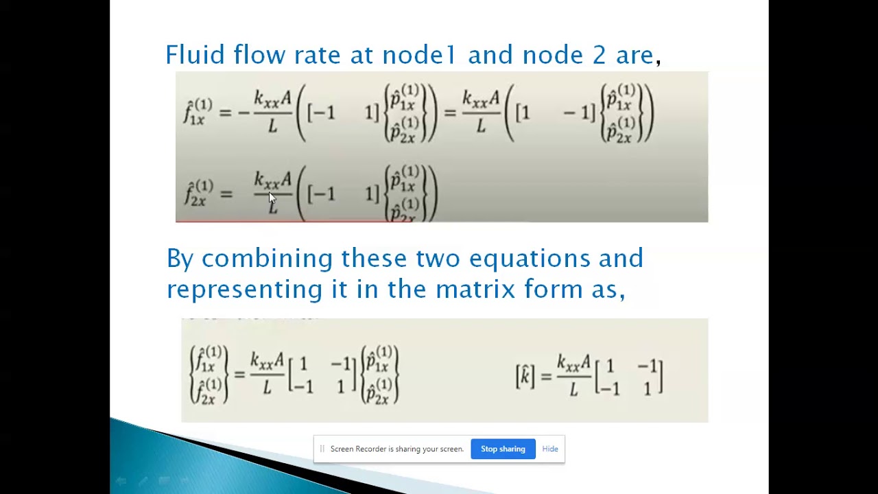 17ME61--Derivation of Stiffness matrix for 1D fluid flow problems - YouTube