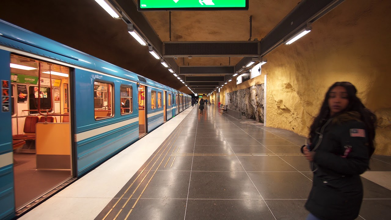 Sweden, Stockholm, Akalla subway station, 6X escalator, 3X elevator ...