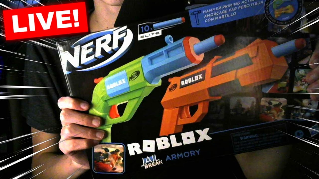 UNBOXING THE NEW ROBLOX JAILBREAK NERF GUNS! 🔴 LIVE! - YouTube