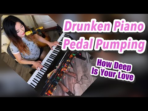 Pantyhose Piano Pedal Pumping Song Cover, How Deep Is Your Love, Bee Gees, Nylon Feet
