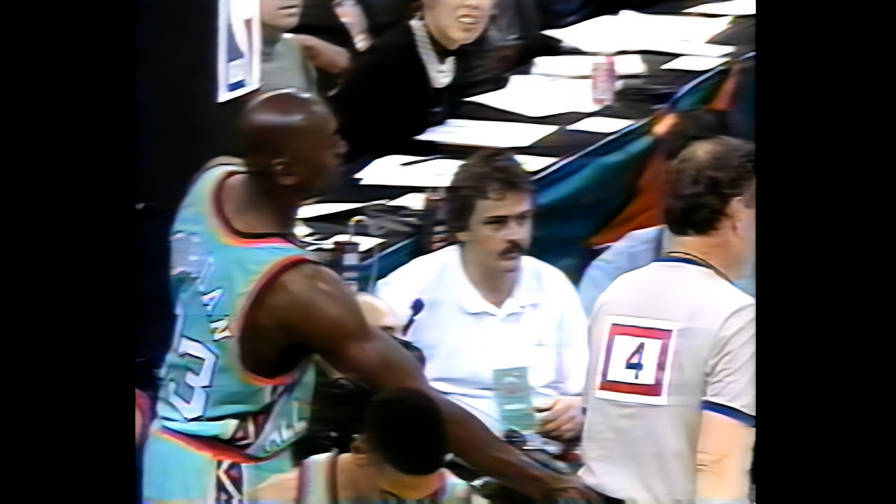 Jordan jokes with ref in 1996 ASG (AI Enhanced VHS Capture Test) - YouTube