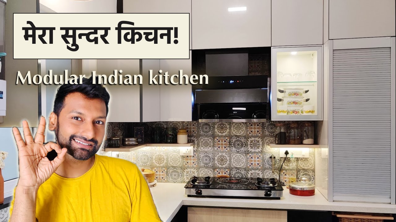 Modern Modular Indian Kitchen Tour in Hindi (storage and organization ...