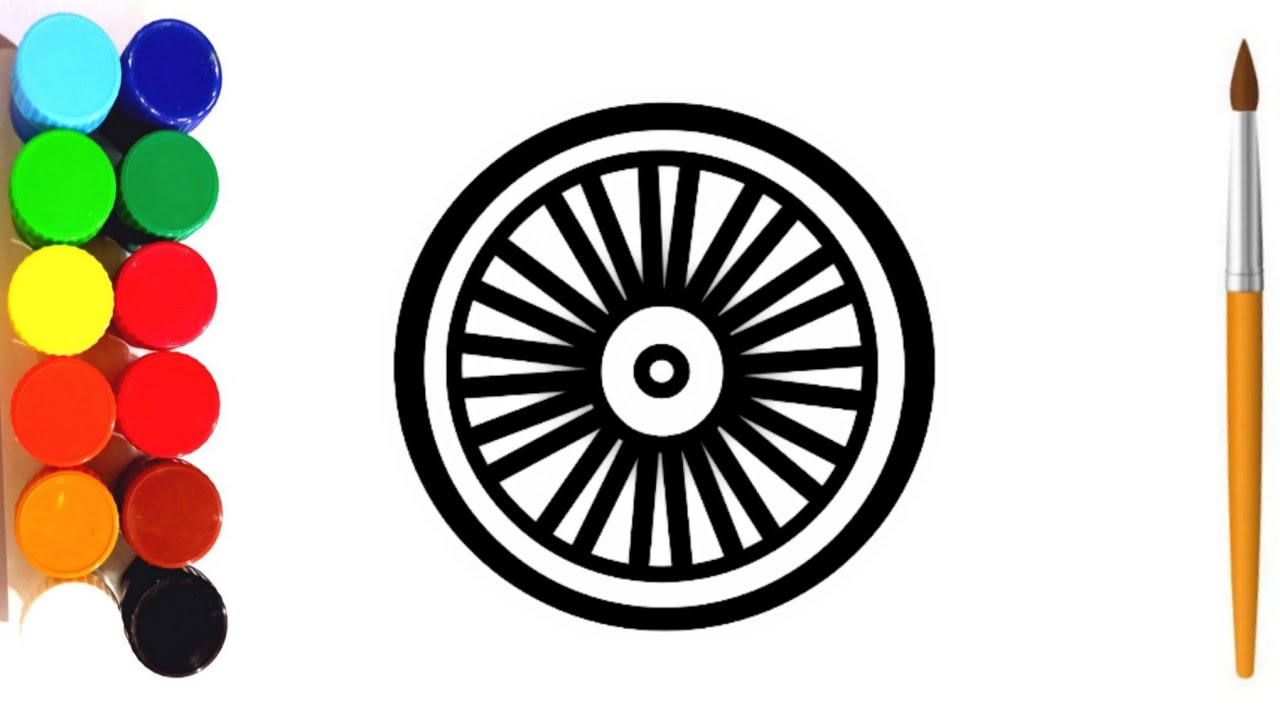 How to Draw A Wheel For Kids Step by Step and Coloring | Wheel Drawing ...