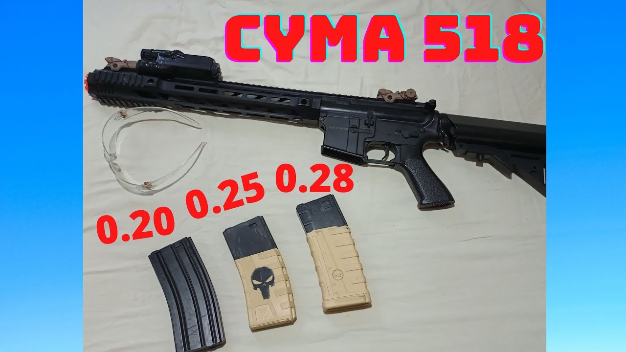 Teste cyma 518 airsoft - bbs 0.20, 0.25 e 0.28. - YouTube