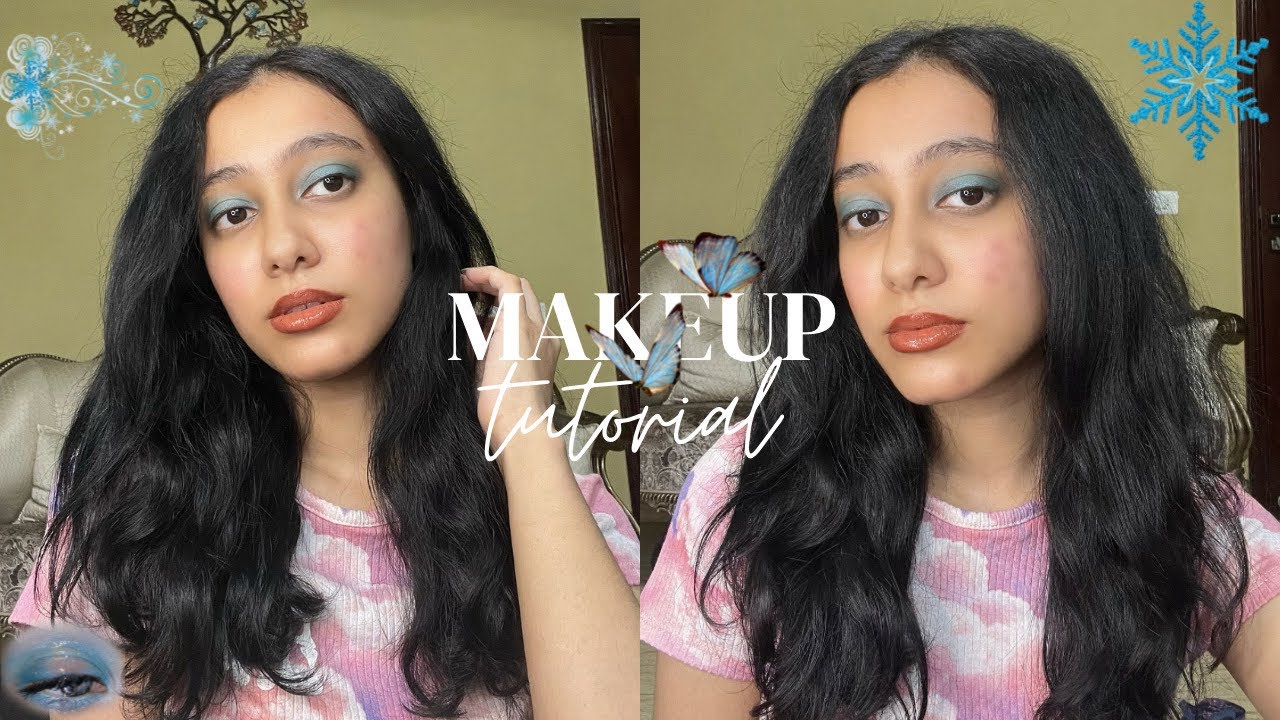Disney Frozen Inspired Winter Makeup Tutorial | Icy blue glittery eye makeup tutorial - YouTube