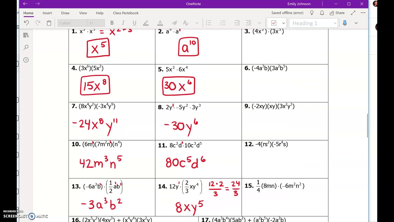 Lesson 2 - Multiplying Monomials (Product Rule) - YouTube