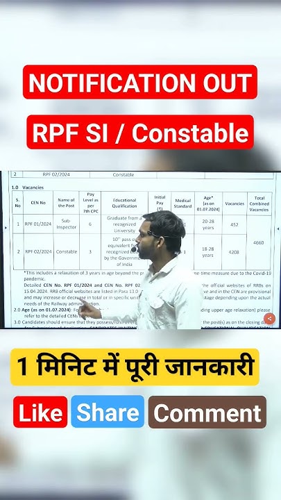 RPF NOTIFICATION OUT | RPF SI / RPF CONSTABLE | #railwayexam #rpf #syllabus #rpf_new_vacancy ...