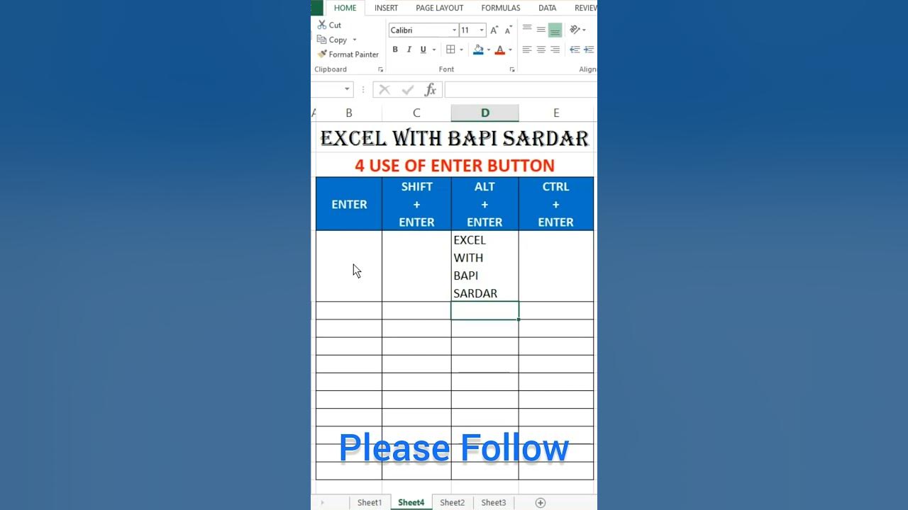 Amazing 4 Tricks Of Enter Button Dont Miss This Tricks Msexcel Reels Shorts Exceltricks