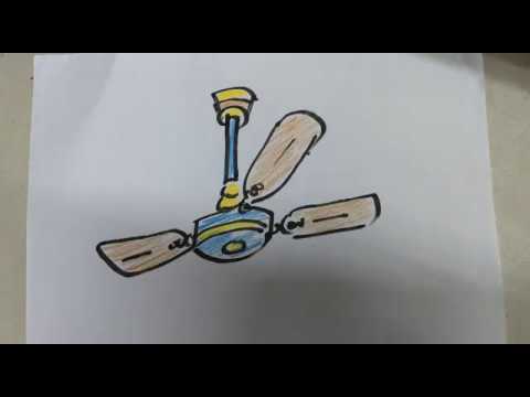 how to draw a ceiling fan? drawing lessons for kids - YouTube