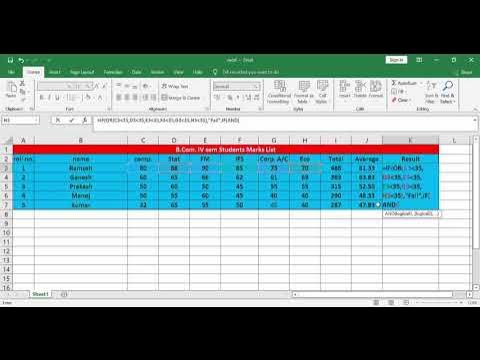 Excel Tutorial: how to create mark list in excel | how to do mark list ...