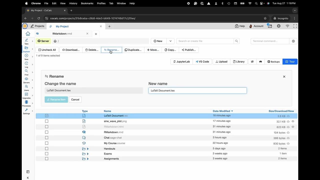 How to Rename a File in CoCalc - YouTube