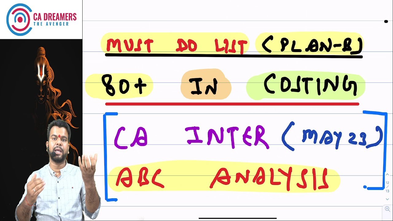 CA Inter Costing ABC Analysis | Most Important Chapters For Revision ...