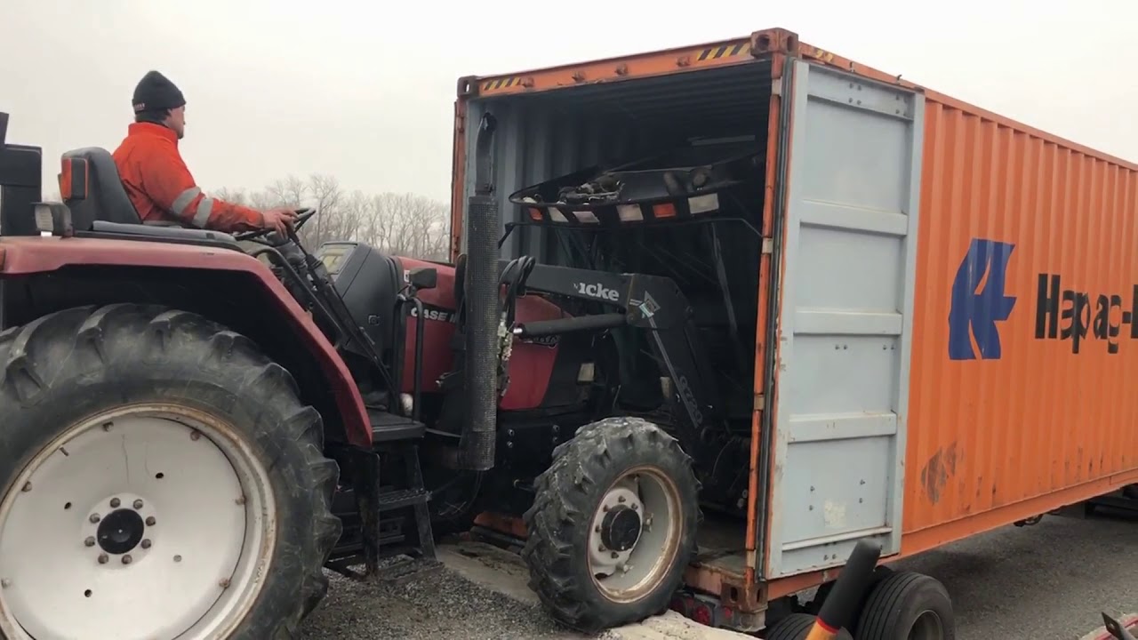 Case IH 8870 Windrower Fits in Shipping Container! - YouTube