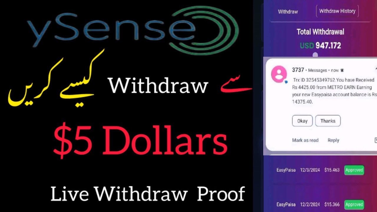 Ysense Live Withdraw Proof|Task App Online|#technicalfahad - YouTube