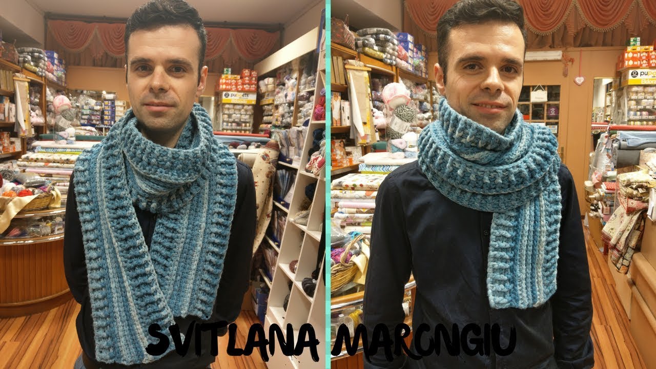 Tutorial Uncinetto : Sciarpa "Cloud" uomo/donna all'uncinetto - YouTube