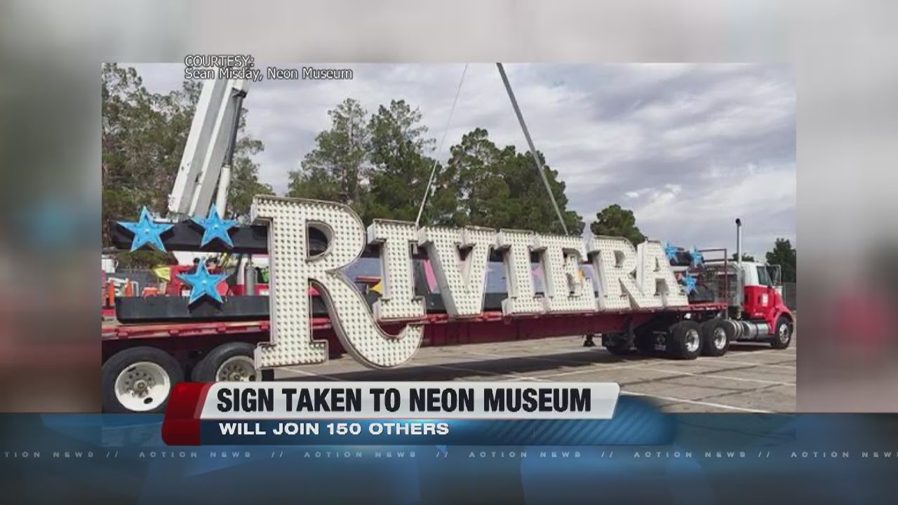 Riviera sign taken to Neon Museum - YouTube