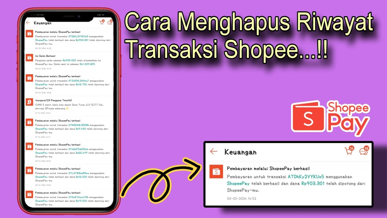 Cara MengHapus Riwayat TransakSi di ShopeePay Terbaru 2024 - YouTube