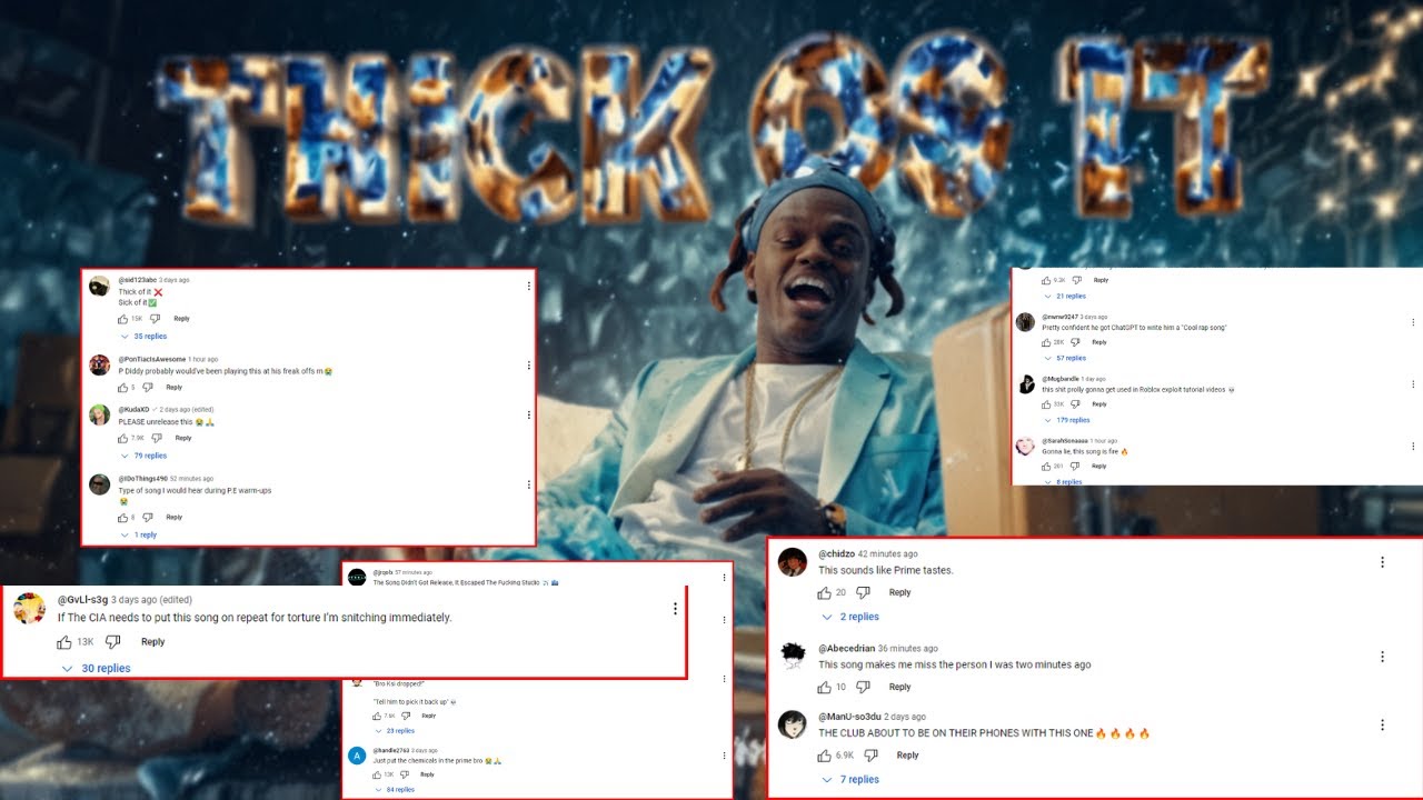 Top Youtube Comments in KSI's "Thick of it" Music Video #Ilikeit # ...