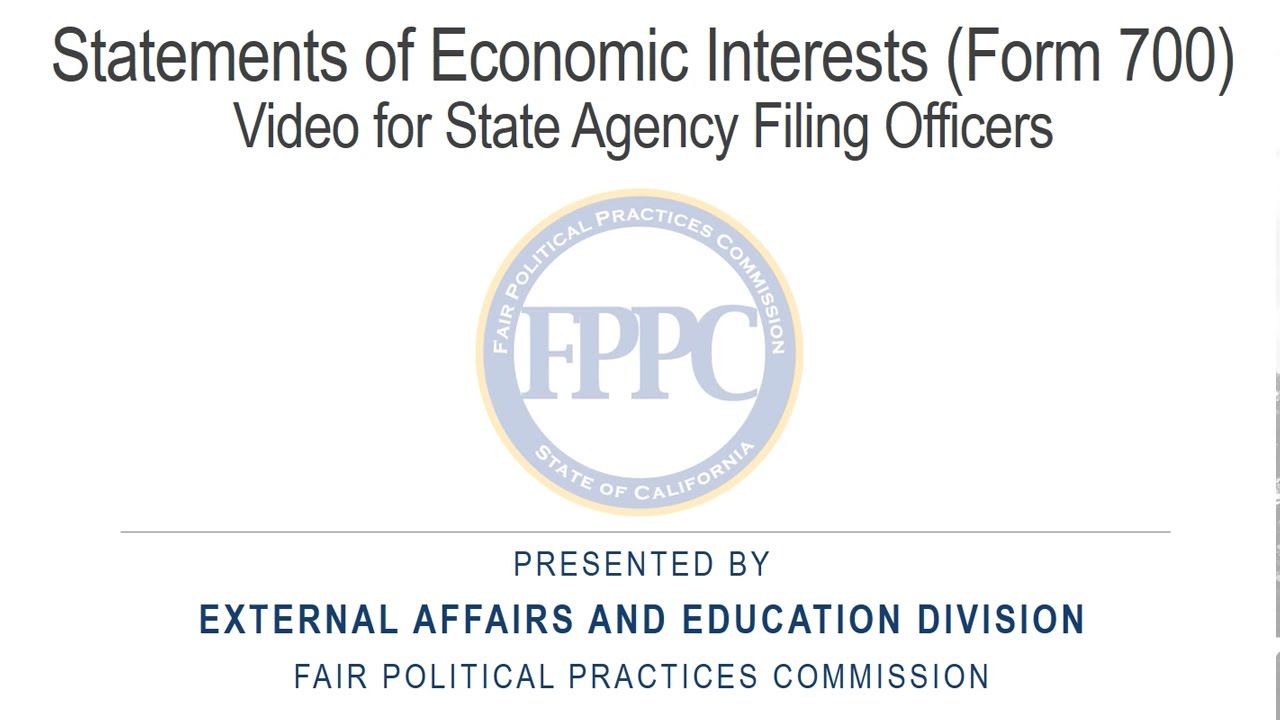 2017 Form 700 State Agency Filing Officers - YouTube