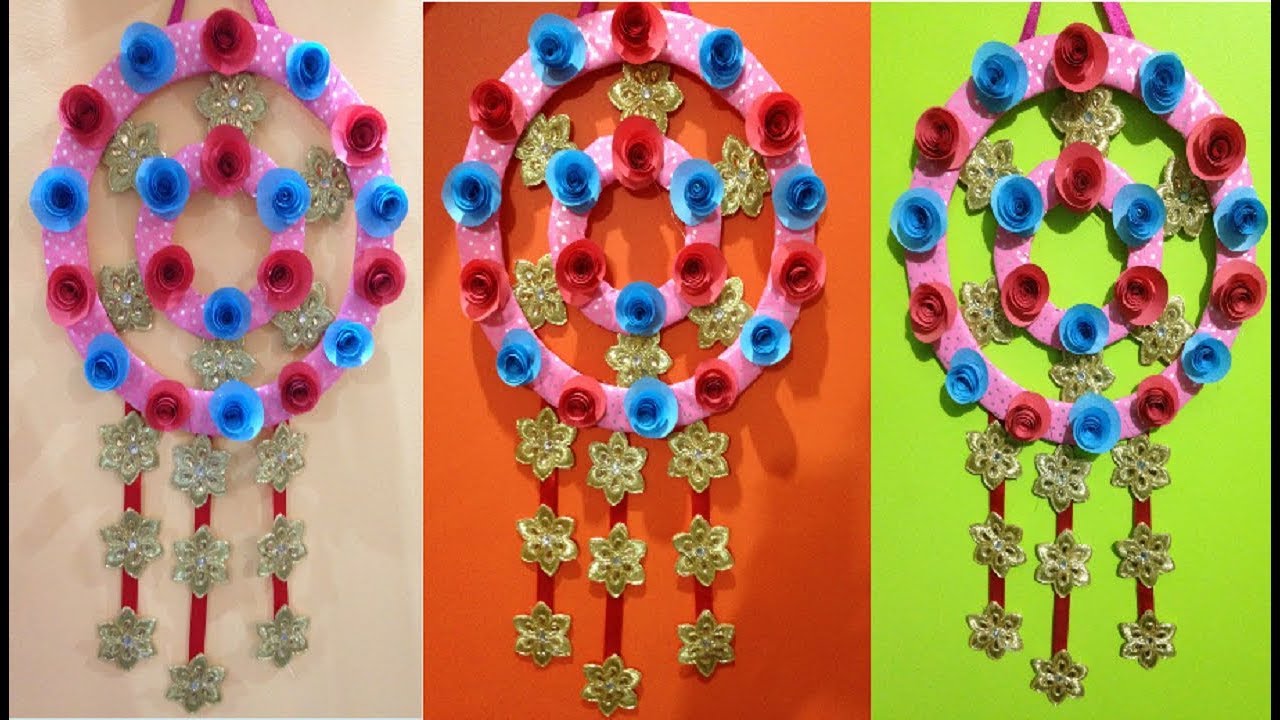 circle shape wall hanging craft ideas with cardboard | paper | round ...