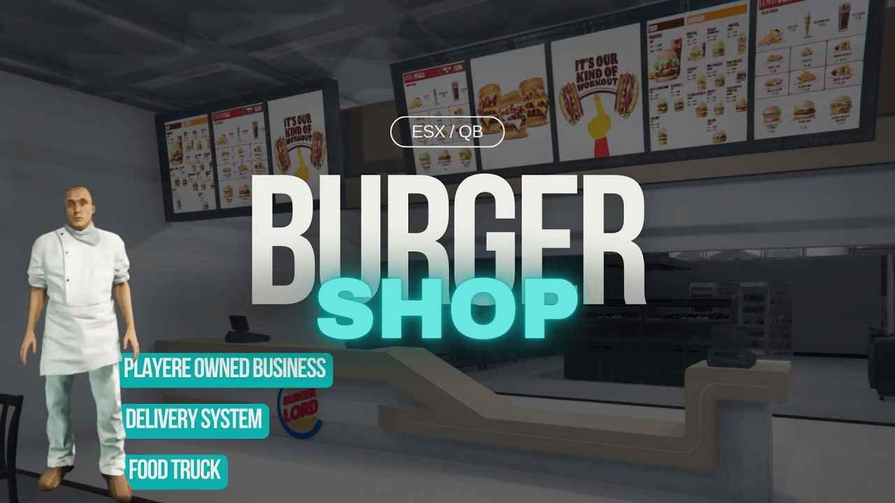 [ESX/QBcore ] Burger Shop [Script + MLO] [Player owned Business] FiveM ...