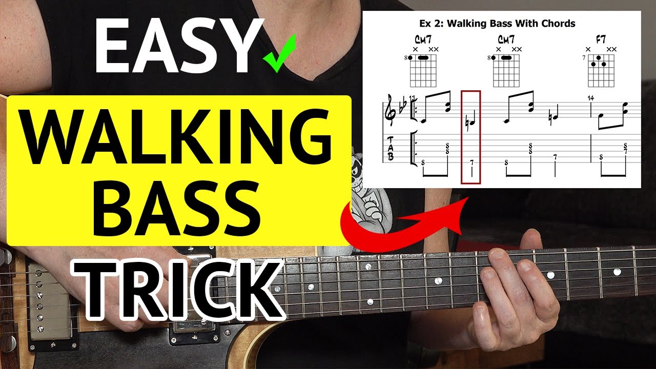 The Easiest Way To WALKING BASS With Chords On Guitar - YouTube