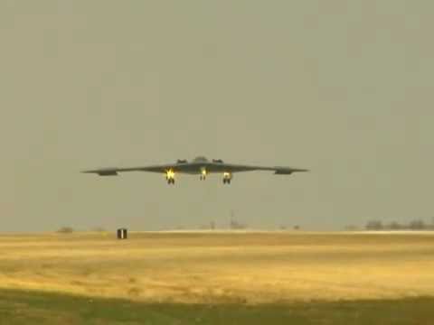 B-2 Stealth Bomber Returns After Dropping Bombs On Libya - YouTube