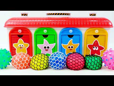 Kinetic Sand ASMR Rainbow Squishy Balls 🌈 Satisfying Color Match with Star Doors